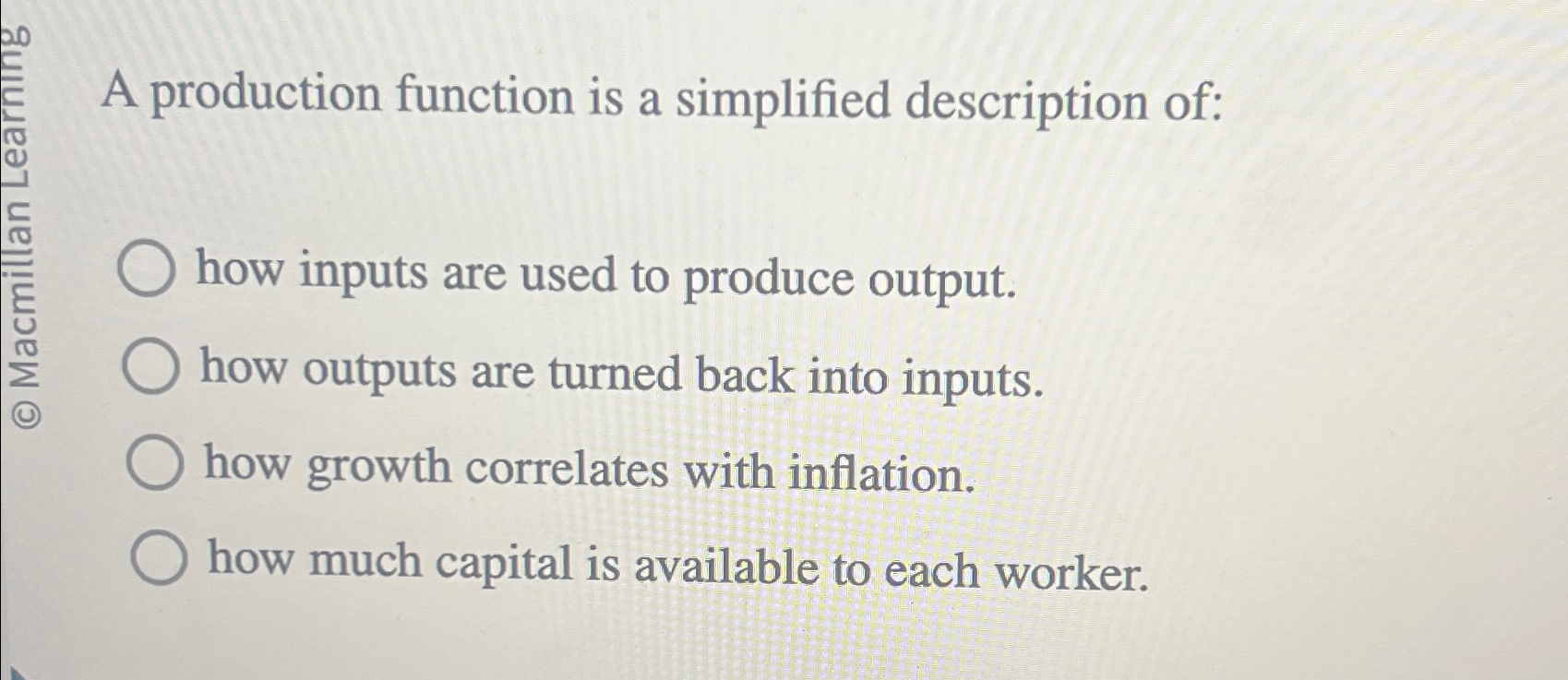 Solved A production function is a simplified description | Chegg.com
