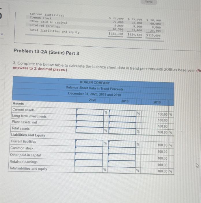 Solved of 4 Required information Problem 13-2A (Static) | Chegg.com