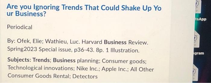 Solved Are you Ignoring Trends That Could Shake Up Yo ur | Chegg.com