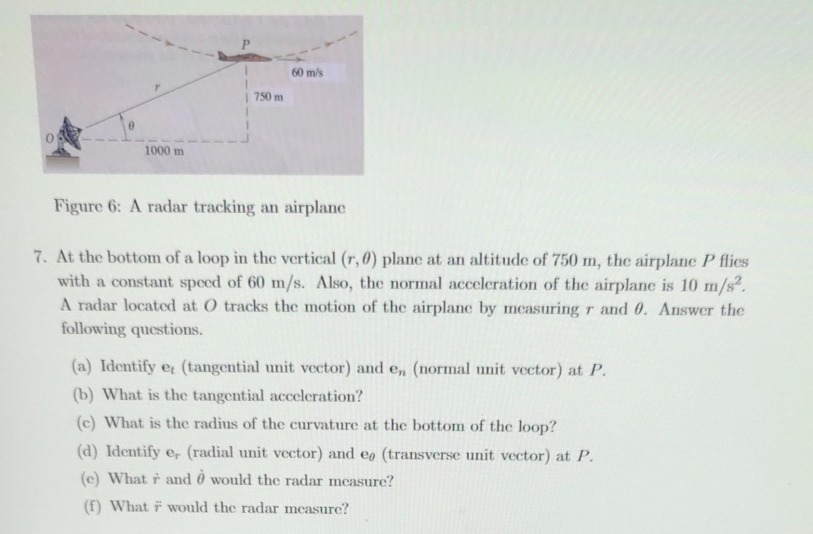 Solved Figure 6: A radar tracking an airplane 7. At the | Chegg.com