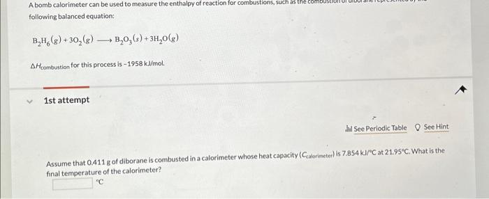 Solved following balanced equation: B2H6( g)+3O2( g) B2O3( | Chegg.com
