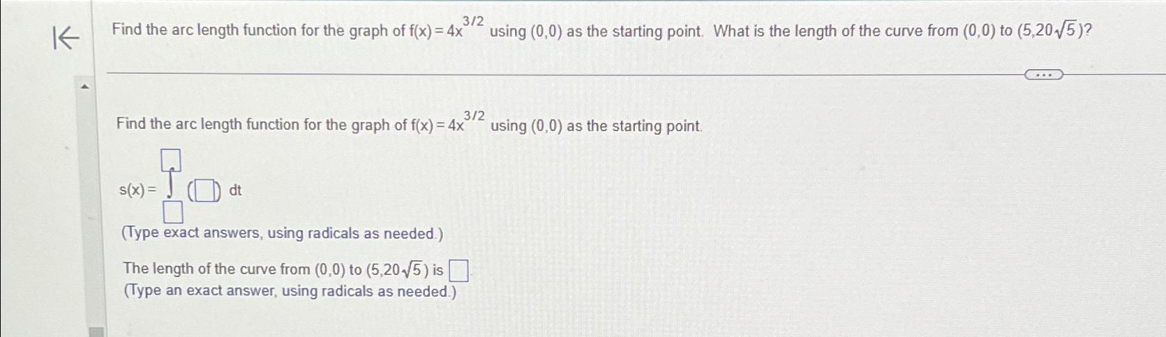 Solved Find the arc length function for the graph of | Chegg.com