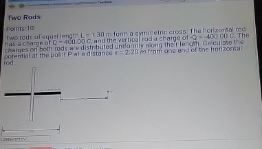 Solved Two RodsPoints: 10Two rods of equal length L=1.30m | Chegg.com