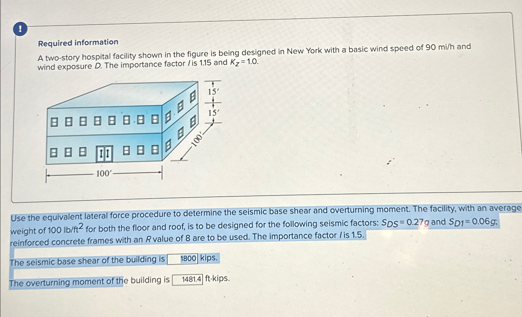 Solved !Required informationA two-story hospital facility | Chegg.com