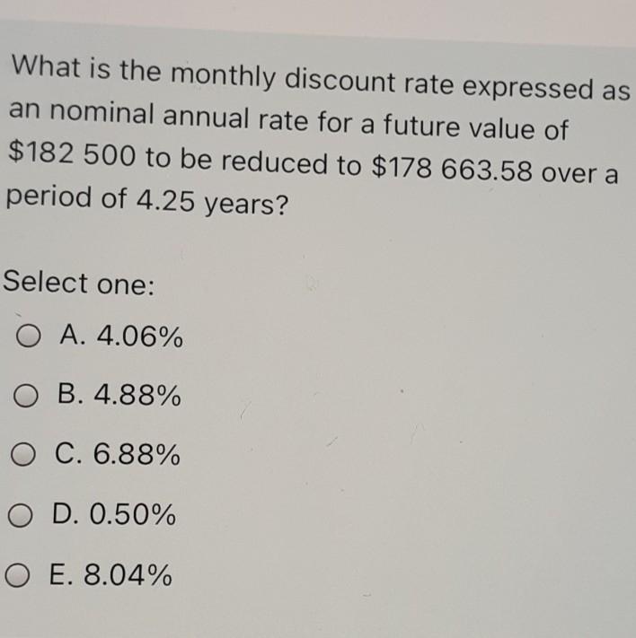 Solved What is the monthly discount rate expressed as an | Chegg.com