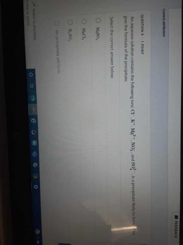 Solved FEEDBACK Content attribution QUESTION 9.1 POINT An | Chegg.com
