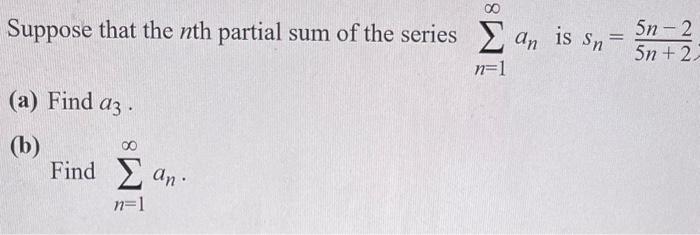 Solved Suppose that the nth partial sum of the series | Chegg.com