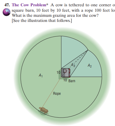 The Cow Problem* ﻿A cow is tethered to one corner | Chegg.com