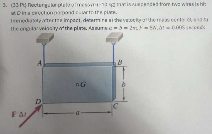Solved Rectangular plate of ﻿mass m(=10kg) ﻿that is | Chegg.com