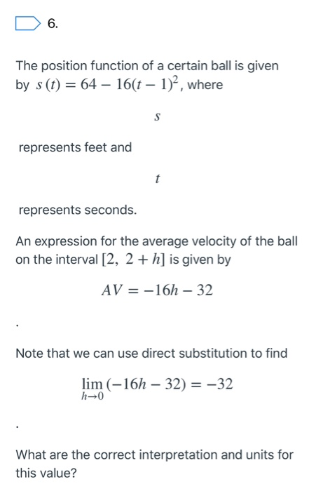 Solved 6. The position function of a certain ball is given | Chegg.com