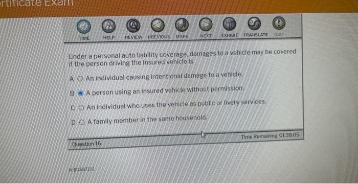 Solved Under a personal auto liability coverage, damages to | Chegg.com