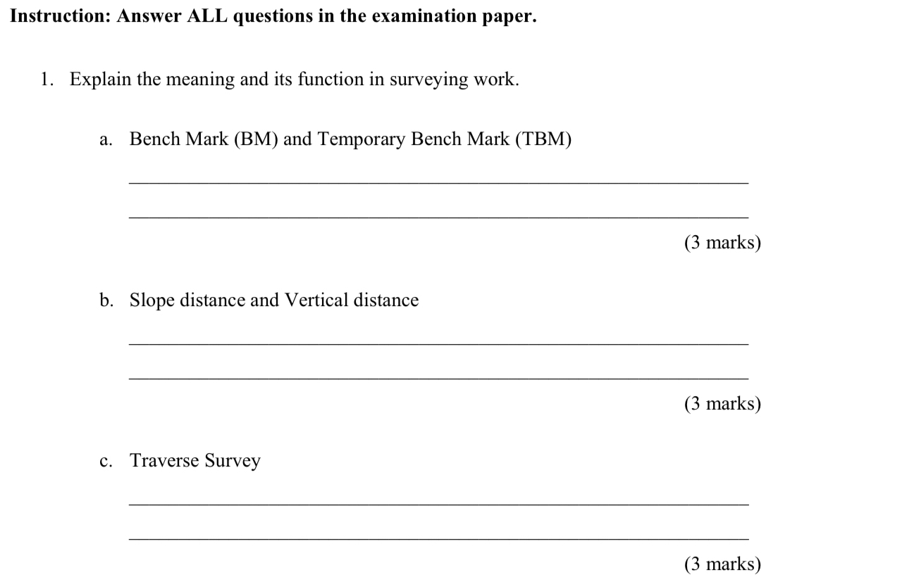 Solved Instruction: Answer ALL questions in the examination | Chegg.com