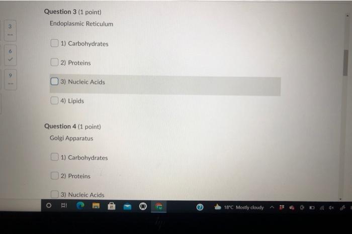 Solved for each organelle listed identify wich macronutrient | Chegg.com