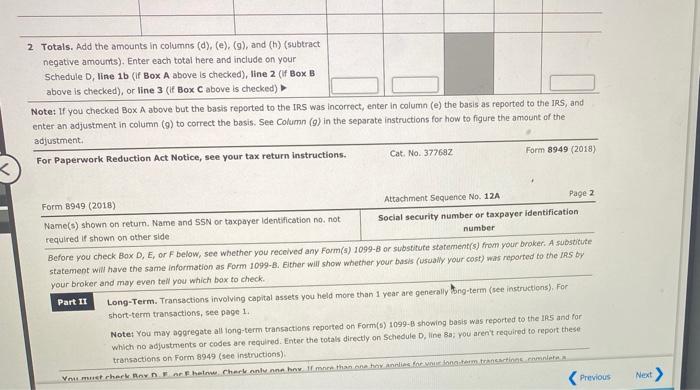 SCHEDULE D OMB No. 1545-0074 Capital Gains and Losses | Chegg.com