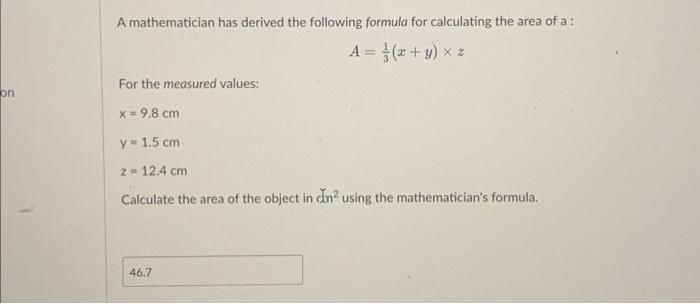 Solved A mathematician has derived the following formula for | Chegg.com