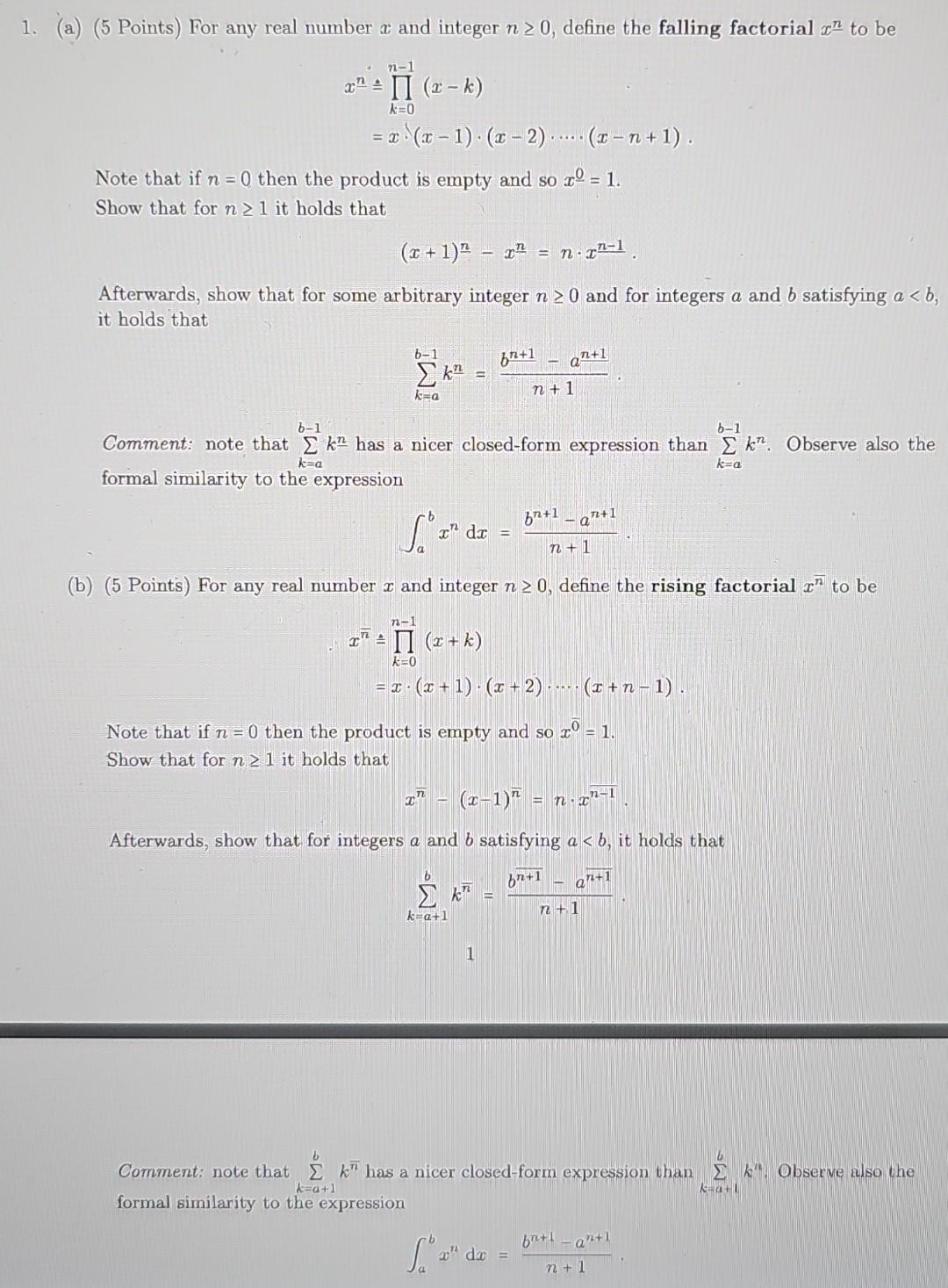 Solved (a) (5 Points) For any real number x and integer n≥0, | Chegg.com