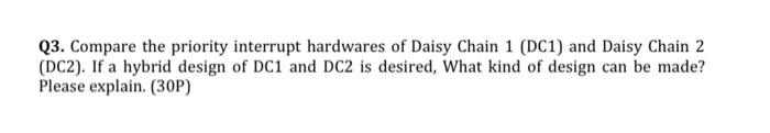 Q3. Compare the priority interrupt hardwares of Daisy | Chegg.com