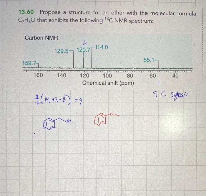 Solved 13.60 Propose a structure for an ether with the | Chegg.com