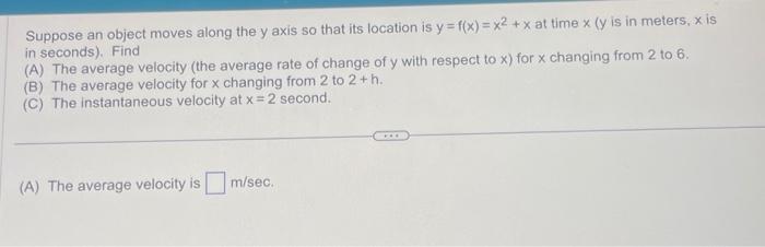 Solved Suppose an object moves along the y axis so that its | Chegg.com