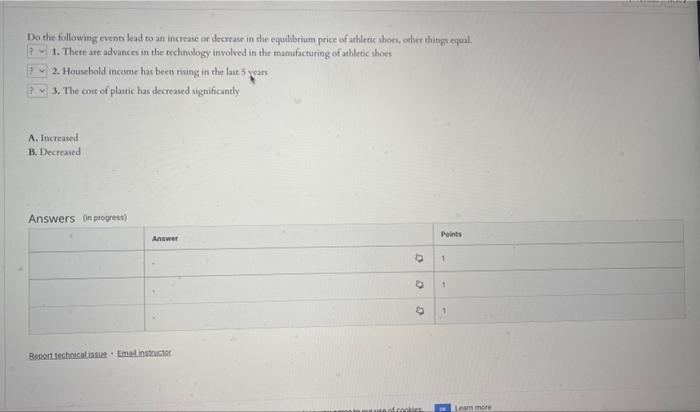 Solved Do the following event lead to an increase of | Chegg.com