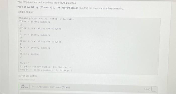 Solved 7.4 LAB: Soccer team roster (Arrays) This program | Chegg.com