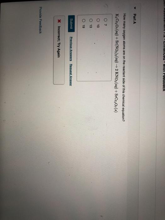 Solved Part A How many oxygen atoms are on the reactant side | Chegg.com