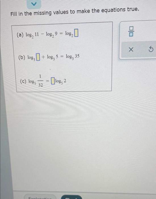 Solved Fill in the missing values to make the equations | Chegg.com