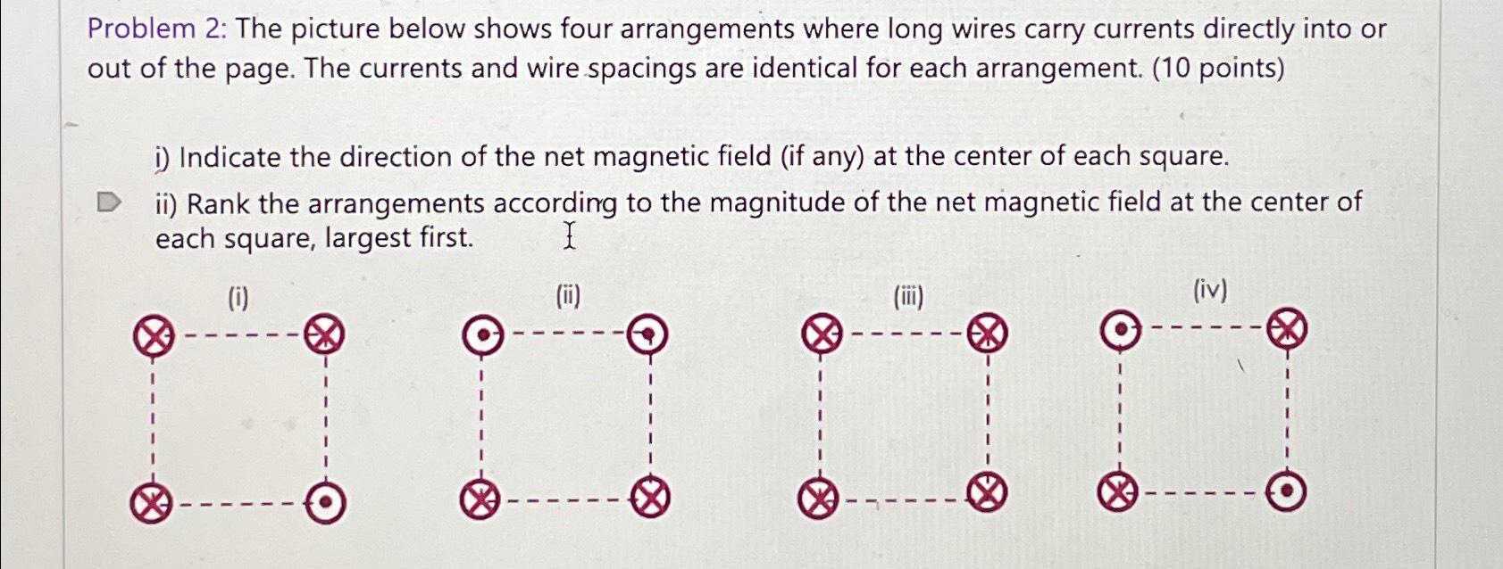 Solved Problem 2: The picture below shows four arrangements | Chegg.com