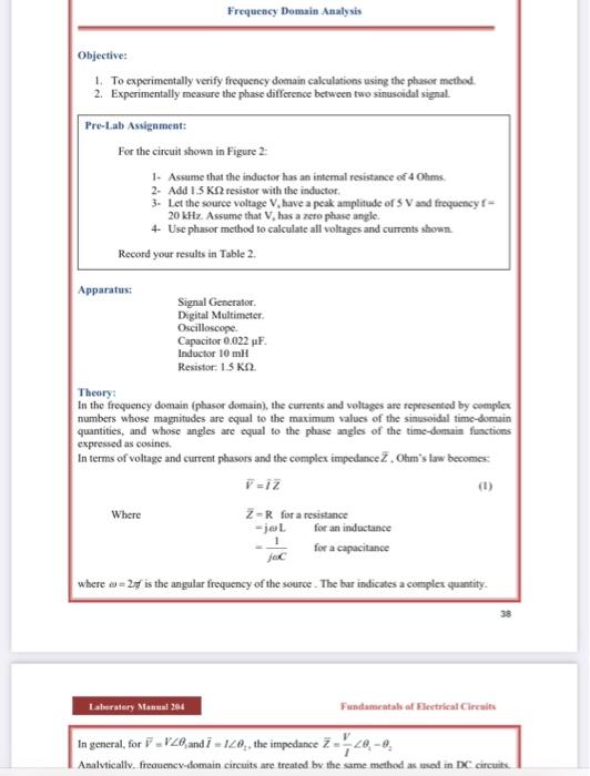 Solved Frequency Domain Analysis Objective: 1. To | Chegg.com