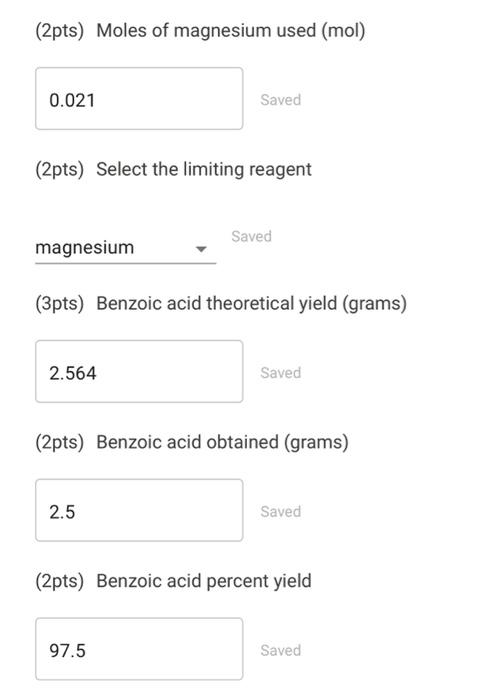 Solved Data and Report Submission - Grignard Reaction | Chegg.com