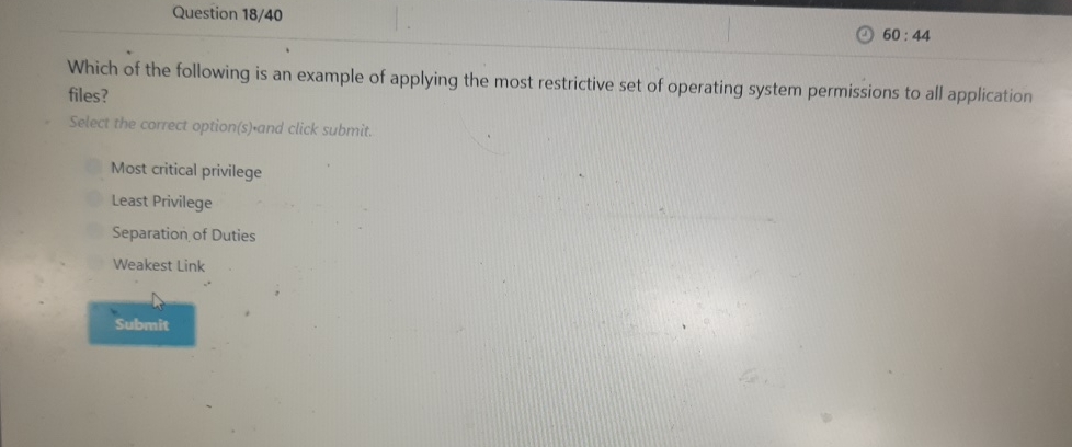 Solved Question 18/4060:44Which of the following is an | Chegg.com