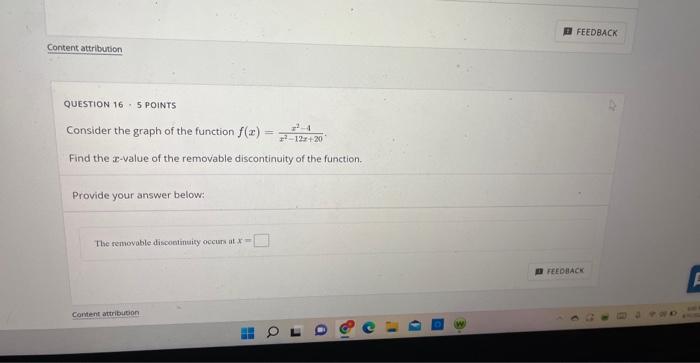 Solved QUESTION 16 - 5 POINTS Consider the graph of the | Chegg.com