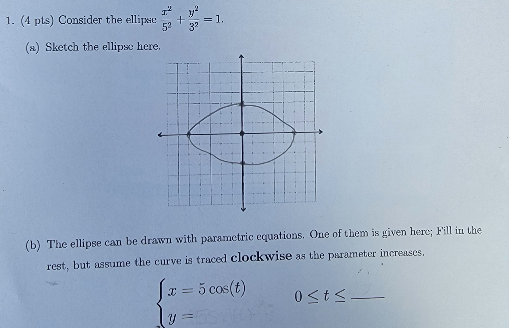 Solved (4pts) ﻿Consider the ellipse x252+y232=1.(a) ﻿Sketch | Chegg.com