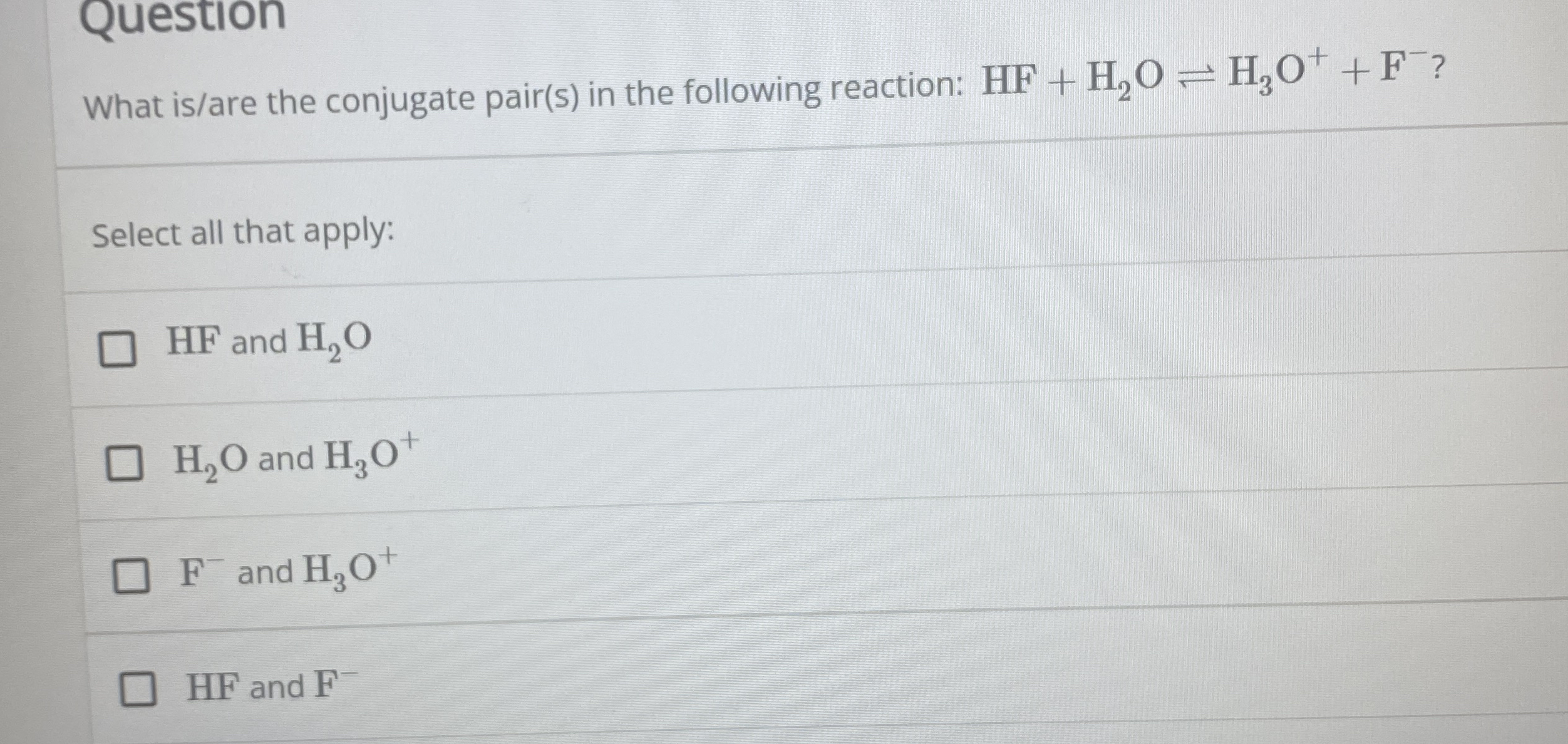 Solved QuestionWhat is/are the conjugate pair(s) ﻿in the | Chegg.com