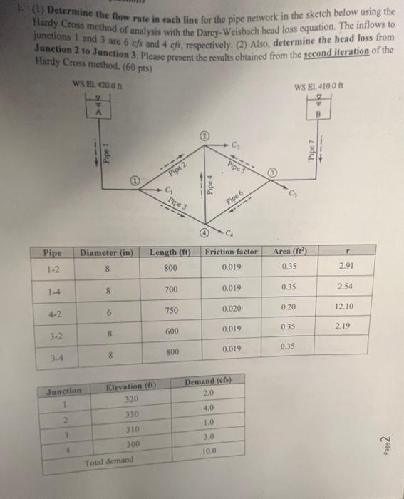 Solved 1. (1) Determine the flow rate in each line for the | Chegg.com