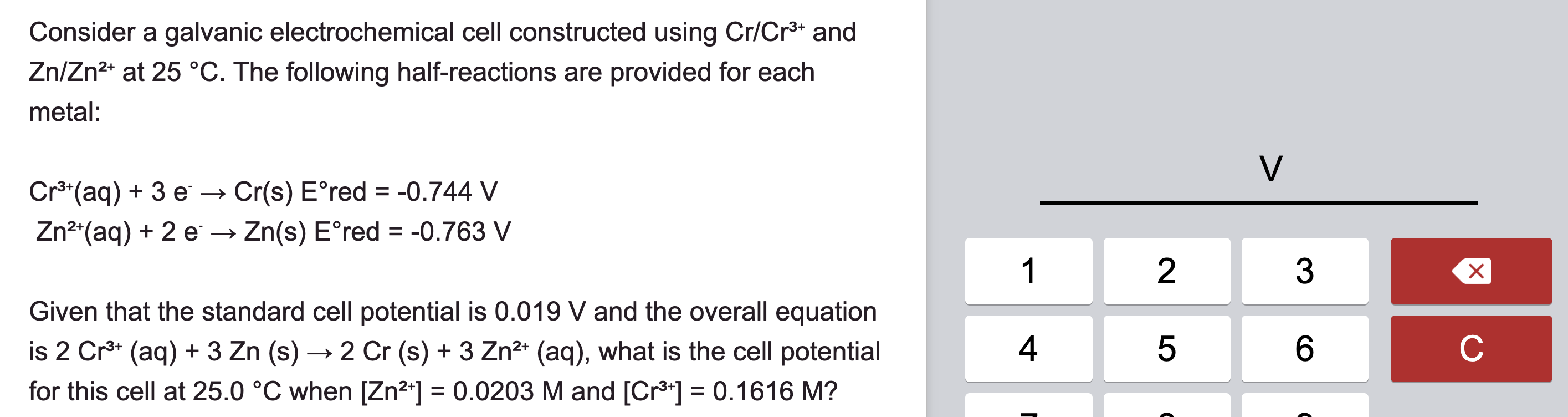 Solved Consider a galvanic electrochemical cell constructed | Chegg.com