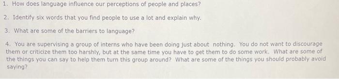 1. How does language influence our perceptions of | Chegg.com