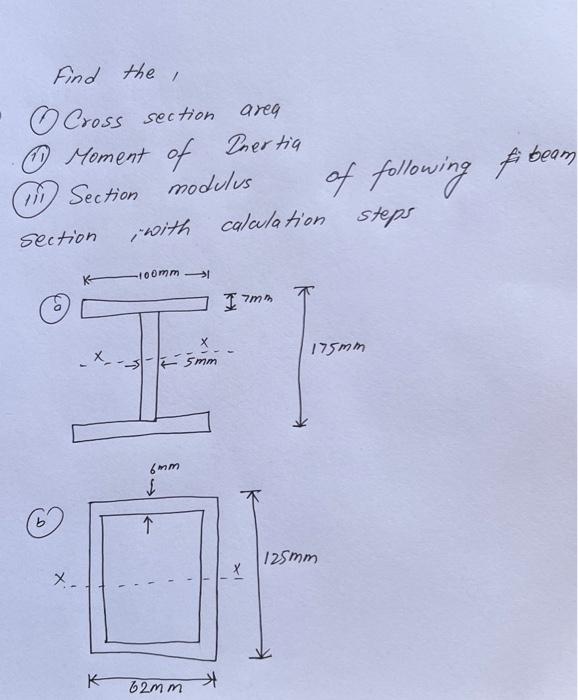 Solved Find the Cross section, Moment of Inertia and section | Chegg.com
