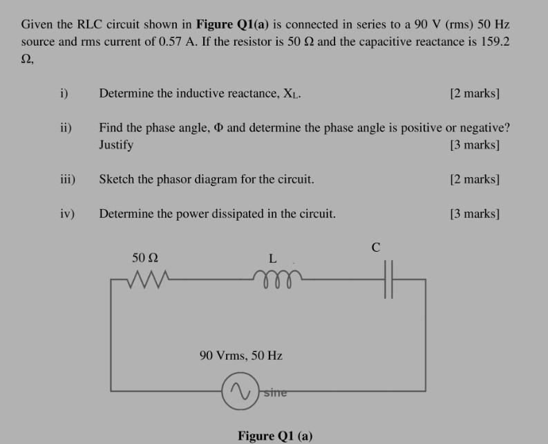 Solved Given the RLC circuit shown in Figure Q1(a) is | Chegg.com