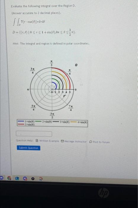 Solved Evaluate the following integral over the Region D. | Chegg.com