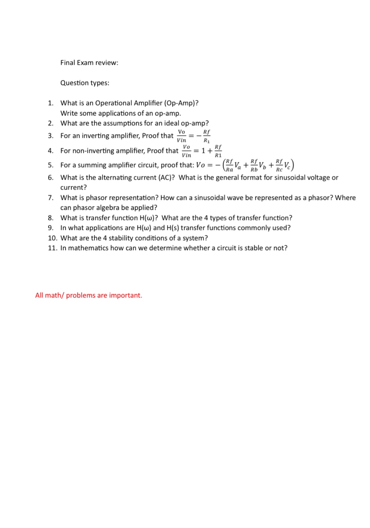 Solved Final Exam review:Question types:What is an | Chegg.com