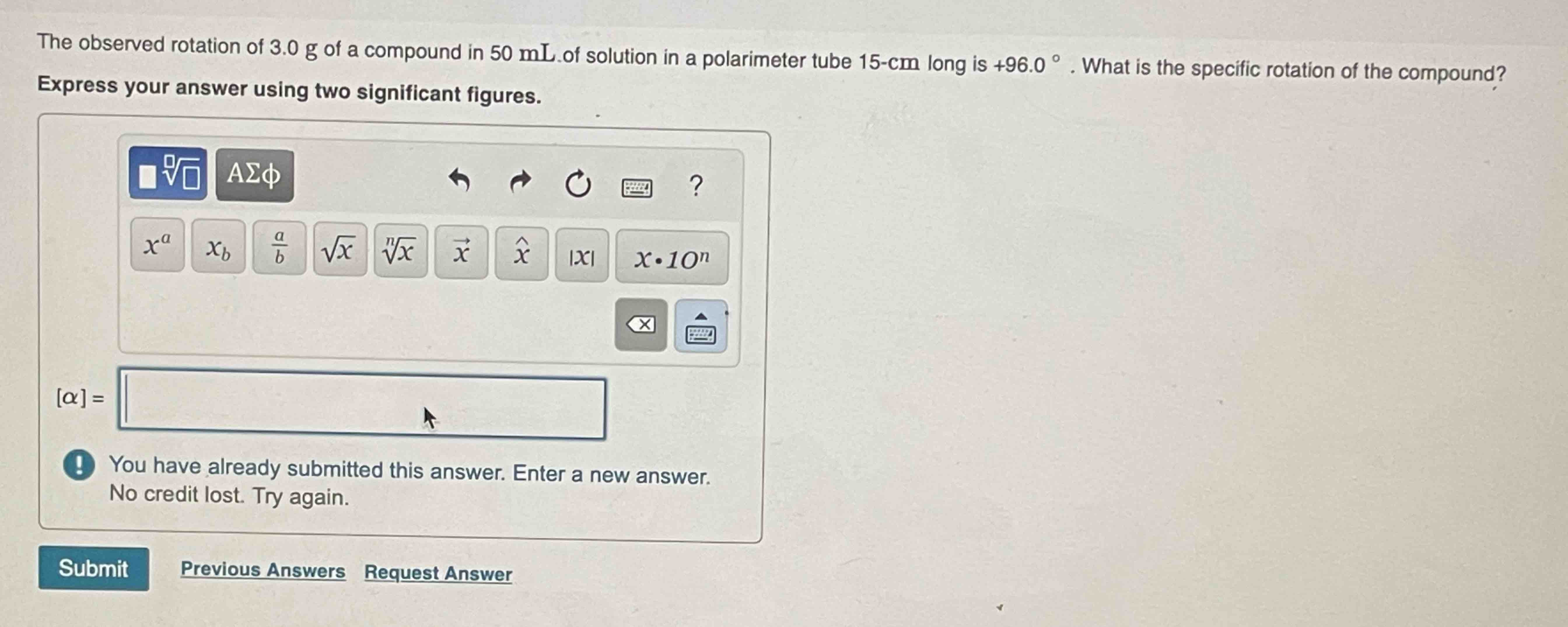 Solved The observed rotation of 3.0g ﻿of a compound in 50mL. | Chegg.com