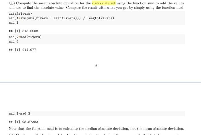 Import the rivers data set that you used in the | Chegg.com