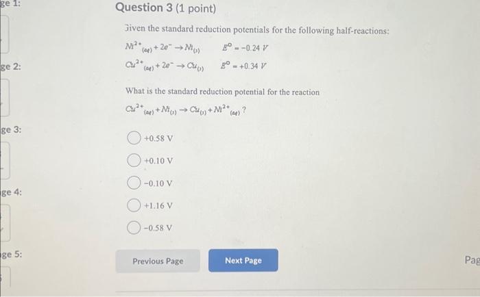 Solved ge 1: ge 2: ge 3: ge 4: ge 5: Question 3 (1 point) | Chegg.com