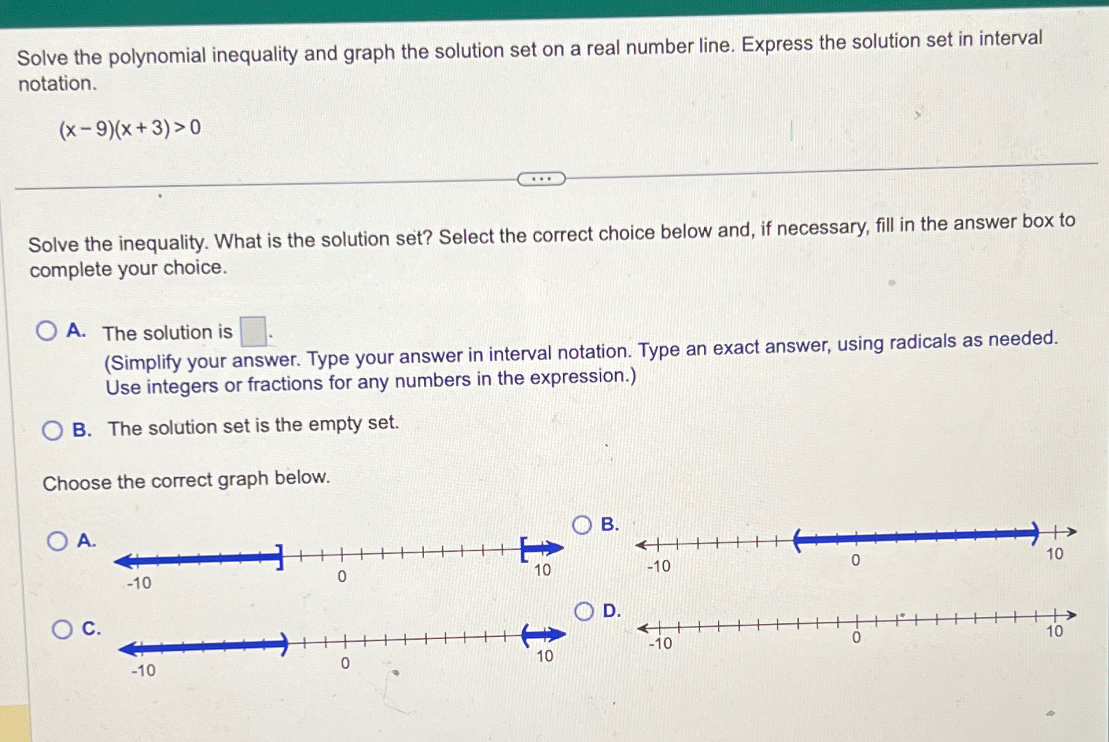 Solved Solve the polynomial inequality and graph the | Chegg.com