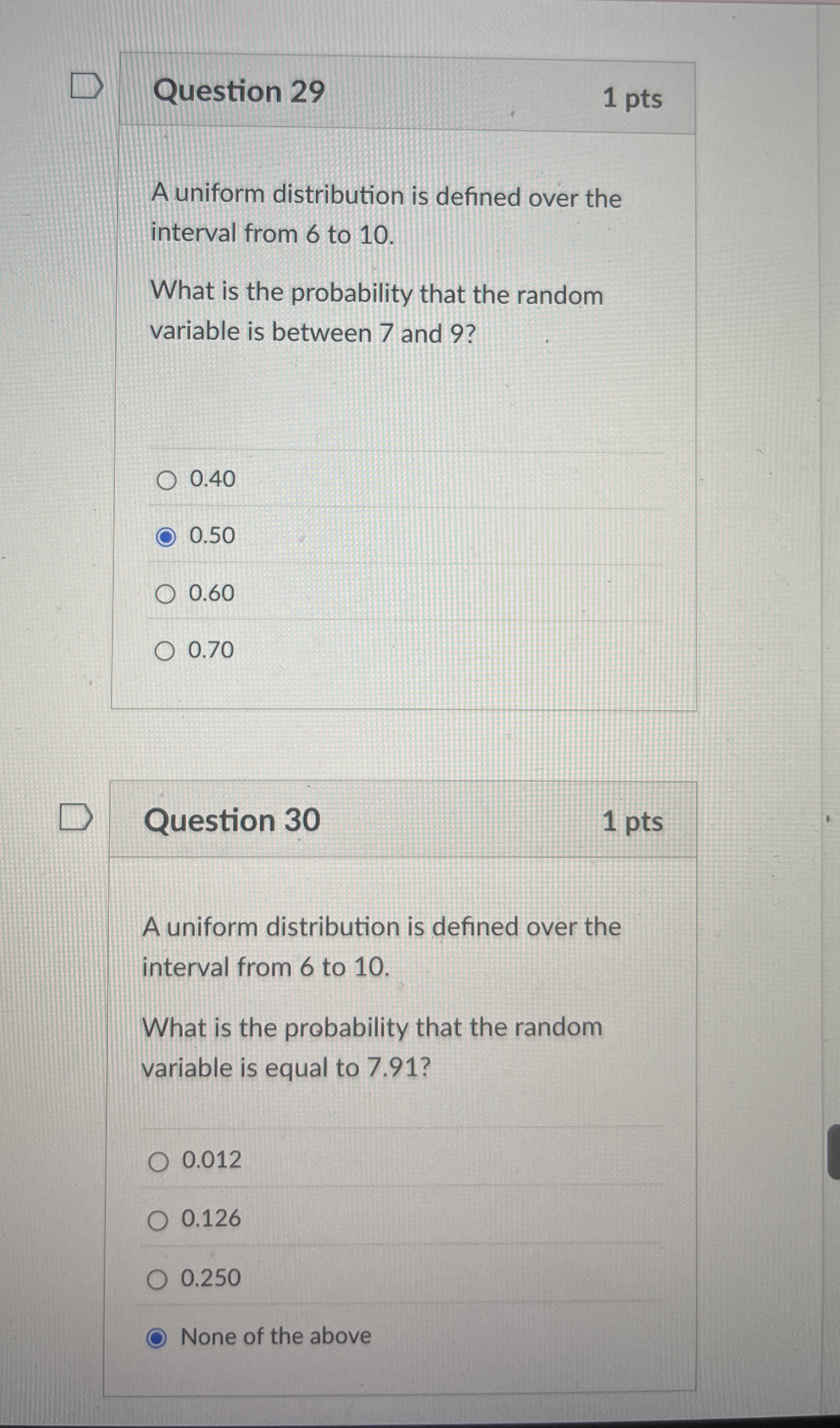 Solved Question 291 ﻿ptsA uniform distribution is defined | Chegg.com