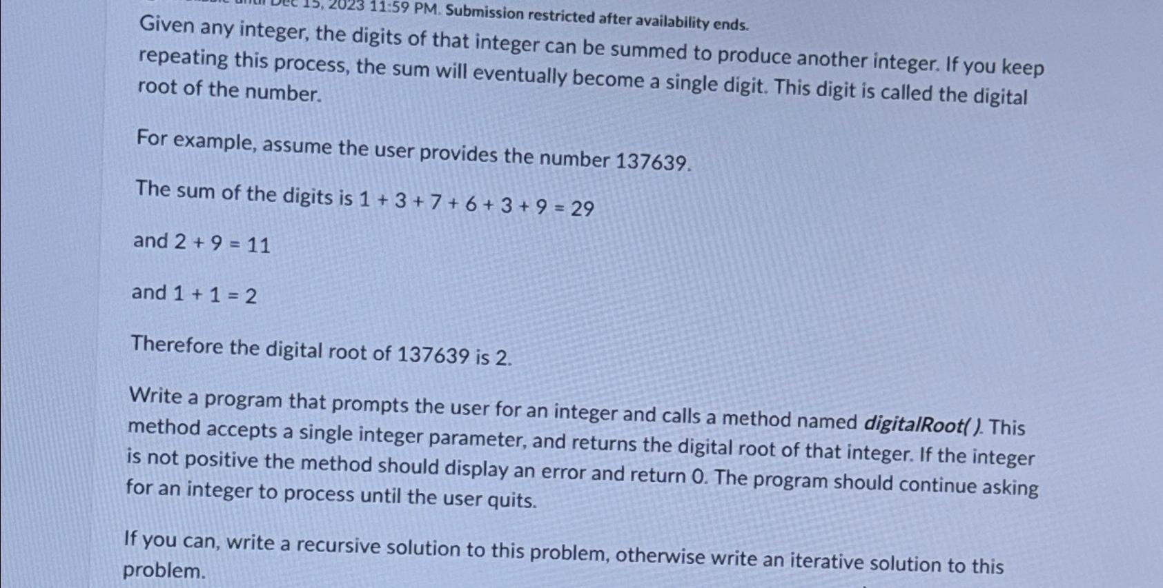 Solved of that integer can be summed to produce another | Chegg.com