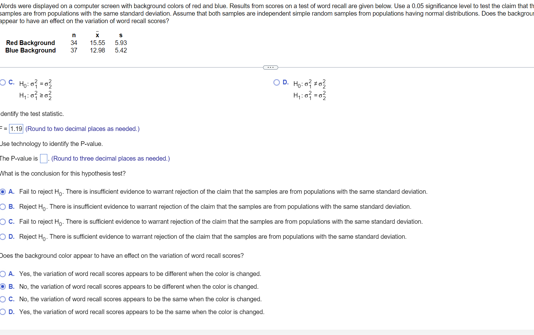Solved Nords were displayed on a computer screen with | Chegg.com
