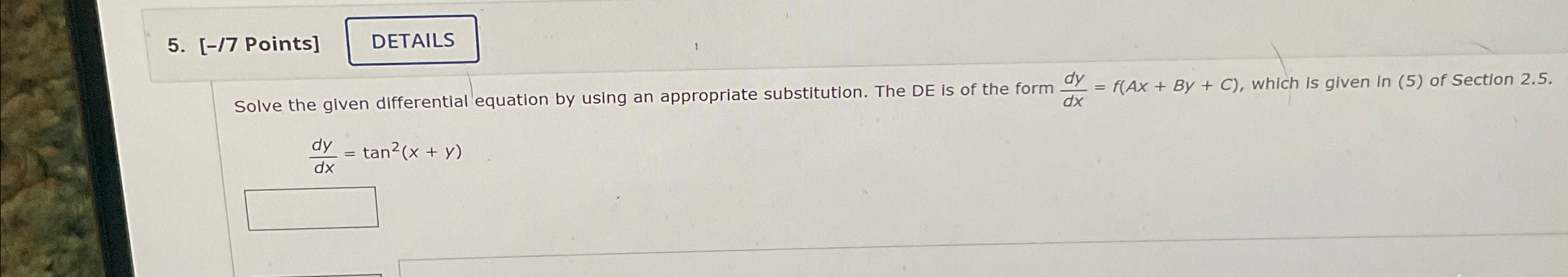 Solved Points]Solve the given differential equation by using | Chegg.com