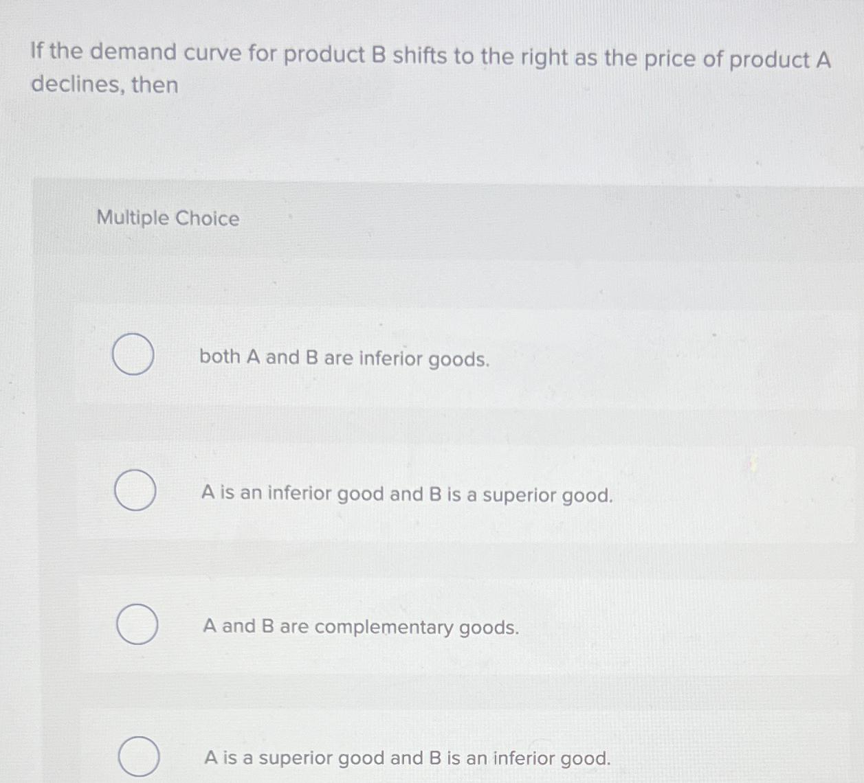 Solved If The Demand Curve For Product B ï Shifts To The Chegg